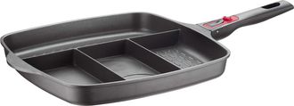 Pintinox Pintinox Multifunktionspfanne unterteilt in 4 F&auml;cher, aus Aluminium mit abnehmbarem Griff f&uuml;r Induktion geeignet, ideal zum Fr&uuml;hst&uuml;ck, Ma&szlig;e 32 x 32 cm
