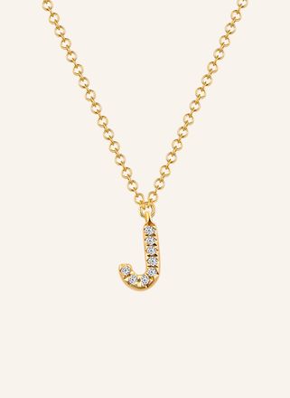 Leaf Initialien Halskette J Aus 14 Karat Gelbgold Mit Diamanten gold