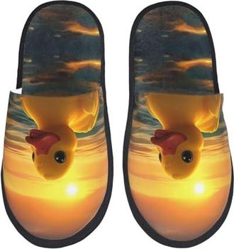 Generic Pantoufles Unisexes Canard Jaune Nageant En Dessin Animé House Chaussures Antidérapantes Automne Hiver Chaude Pantoufles, Pour Hommes, Intérieur Extér