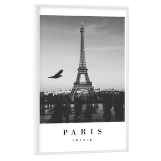 artboxONE Poster mit wei&szlig;em Rahmen 30x20 cm Schwarzwei&szlig; Lovely Paris - Bild France Eiffel Tower France