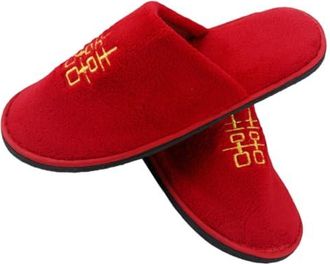 Minkissy Pantoufles Rouges en Velours Doux Antid&eacute;rapantes pour Mariage Chinois Pantoufles DInt&eacute;rieur pour Femme et Mari&eacute;e L&eacute;g&egrave;res et Confortables pour Studio P