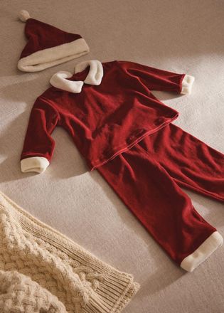 Mango Pyjama de No&euml;l en velours de coton pour enfants rouge - Home - 2-3 ans - MANGO HOME