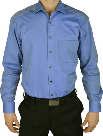 Olymp Herren Oberhemd Langarm Luxor,Chambray,Comfort fit,New Kent,blau 15,45