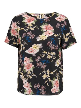 Only Carmakoma Damen Carvica Top Wvn Noos Bluse, Black/Aop:lena Flower, 42 Gro&szlig;e Gr&ouml;&szlig;en EU