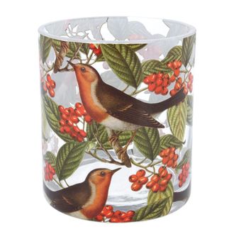 Gisela Graham 10 cm Glas-Nachtlicht, Kerzenhalter, Rotkehlchen, klein