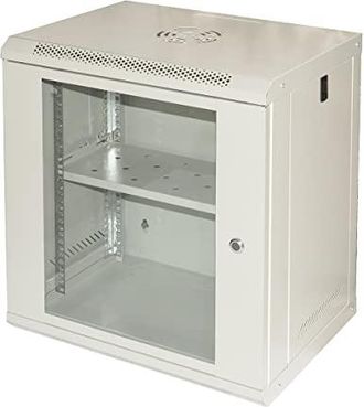 Link Rock Schrank 19 Zoll 9U Serie Light Farbe grau mit Glashalter (HxTxL) mm 600 x 400 x 530 Regal im Lieferumfang enthalten