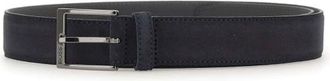 HUGO BOSS Homme, Accessoires, Bleu, Taille: 100 CM Engraved-Logo Suede Belt