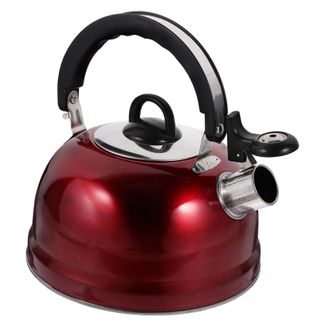 Valiclud Edelstahl Pfeifkessel Teekessel Klingender Wasserkocher 2l Rote Teekanne F&uuml;r Herd K&uuml;chenbedarf Mit Praktischem Griff Schnellkochend F&uuml;r Zuhause B&uuml;ro H