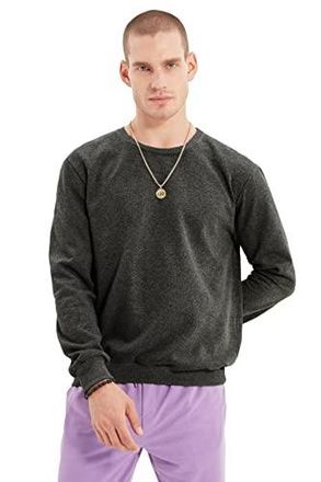Trendyol Sweat-Shirt Anthracite Male Regular Fit Maillot de survêtement, Anthrazit, XXL Homme