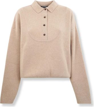 Jacquemus Femme, Pulls, Beige, Taille: 40 FR Pallone V-neck Tricots
