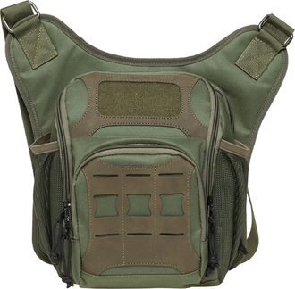 KAUKKO Canvas Taktisch Jahrgang Brusttasche Männer Frauen Tactical Schultertasche für Wandern Camping Radfahren,Grun-fh03-3