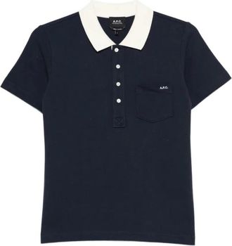 A.P.C. A.p.c., Femme, Tops, Bleu, Taille: 38 FR Contrast Collar Polo