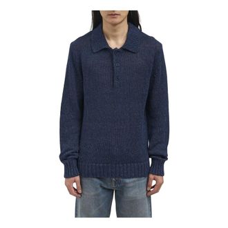 Sunflower Maglia Polo in Lino e Cotone - - Knitwear - Herren - Blau - XL