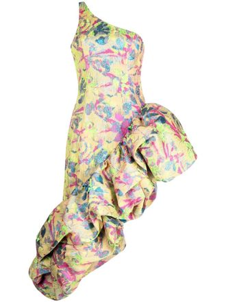 Cult Gaia robe Helena à ourlets asymétriques volantés - Jaune