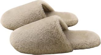 Generic Pantoufles Duveteuses pour Femmes Pantoufles dhiver Chaudes Et Confortables Semelle en Caoutchouc Antid&eacute;rapante Chaussons Dint&eacute;rieur Et Dext&eacute;rieur,Bei