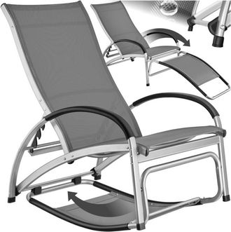 TecTake Chaise longue 2-en-1 fonction comme chaise longue ou fauteuil &agrave; bascule tissu textil&egrave;ne d&eacute;perlant et respirant