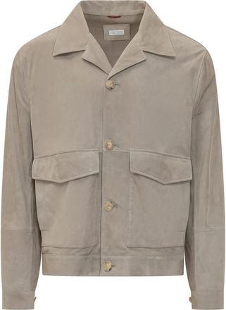 Brunello Cucinelli Homme, Vestes, Vert, Taille: S Leather Jacket