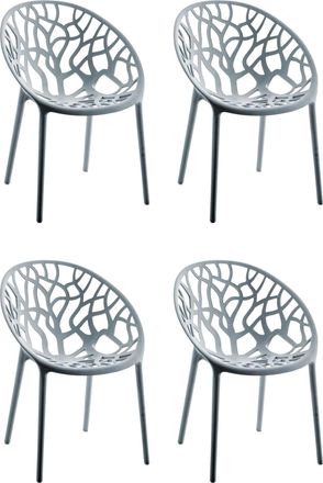 Clp 4er Set Gartenstühle Hope Kunststoff I Stapelstühle wetterfest und UV-beständig I Outdoorstühle pflegeleicht I Sessel für draußen, Farbe:grau