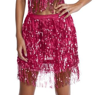 Generic Jupe Paillette Femme Jupes Sequin Jupe Mini Franges Paillettes pour Sortie Nocturne &Eacute;tincelante et Occasions Festives