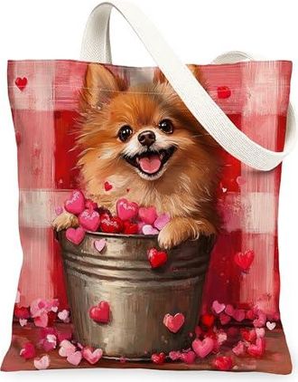 Generic Sac fourre-tout r&eacute;utilisable en toile pour le shopping 33 x 38 cm, sac d&eacute;picerie r&eacute;utilisable pour femme, peinture danimaux domestiques, d&eacute;coration ca