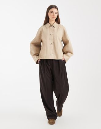 Asos Trench-coat court &agrave; pinces - Taupe-Neutre