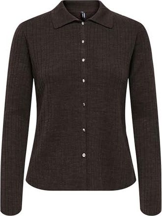 Only Onlthea Ls Button Polo Cardigan KNT, G&acirc;teau au Chocolat, S Femme