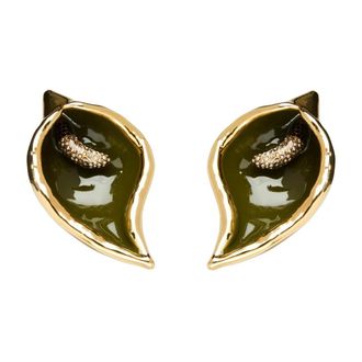 Nina Ricci Femme, Accessoires, Vert, Taille: ONE Size Calla Flower Clip Earrings