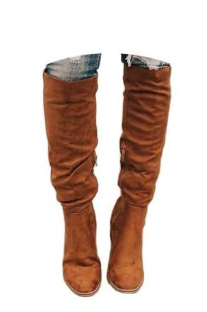 Onsoyours Boots Longues Femmes Hiver Bottes au Genou &agrave; Talons Bloc Automne Elegant Casual Chaussures A Marron 38 EU