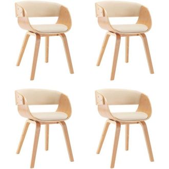 vidaXL Chaises &agrave; manger lot de 4 cr&egrave;me bois courb&eacute; et similicuir vidaXL