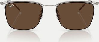 Ray-Ban eckige Sonnenbrille mit braunen Gl&auml;sern in Gunmetal-Grau