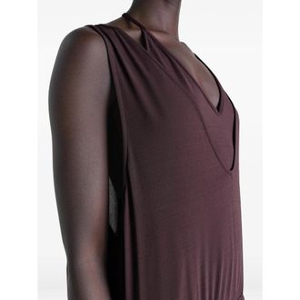 Christophe Lemaire Draped V-Neck Sleeveless Dress - Purple