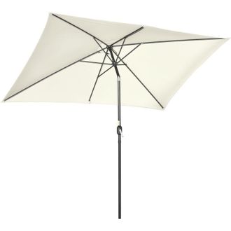 OUTSUNNY Parasol inclinable rectangulaire m&eacute;tal polyester haute densit&eacute; 2,95L x 1,95l x 2,4H m cr&egrave;me