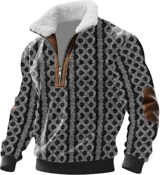 Generic Sweat en polaire pour homme avec fermeture éclair quart de col cadet - Sweat à capuche Christ Muscle Tops Patch Pull pour la vie quotidienne - Cadeau 