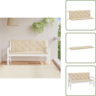 vidaXL The Living Store - Gartenbank-Auflagen 2 Stk. Beige 150x50x7 cm Oxford-Gewebe - Sitzkissen - Gartenkissen - Outdoorkissen - Bankkissen - Balkonkissen