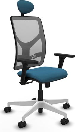 Piqueras y Crespo Stuhl aus Netzstoff mit 3D-Armlehnen, h&ouml;henverstellbarer Lendenwirbelst&uuml;tze und festem Kopfteil, ausgestattet mit 3 Positionen und Schneidschaum, Grau