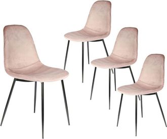 Altobuy Altobuy - alessia - Lot de 4 Chaises Velours C&ocirc;tel&eacute; Roses