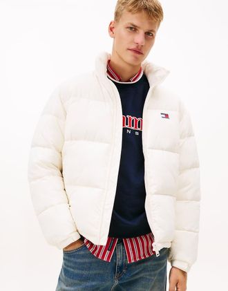 Tommy Jeans Doudoune décontractée à capuche avec logo au dos - Beige-Blanc