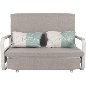 Hhg Neuwertig] Schlafsofa HHG 525, Schlafcouch Couch Sofa, Schlaffunktion Bettkasten Liegefl&auml;che, 130x185cm Stoff/Textil hellgrau
