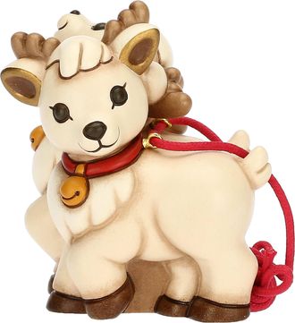 Thun Paar Rentiere Robin für Schlitten aus Keramik, handdekoriert, Weihnachtsdekoration, Geschenkidee, 7,5 x 7 x 9 cm h