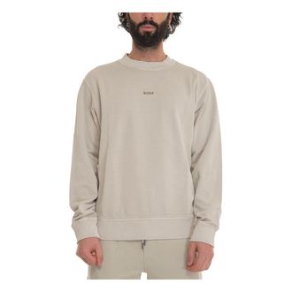 HUGO BOSS Homme, Sweatshirts et sweats &agrave; capuche, Beige, Taille: 2XL SweaT-shirt &agrave; col rond uni avec logo