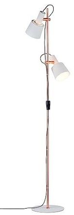 Paulmann 79660 Neordic Haldar Lampadaire, max. 2x20W, E14, Blanc/Cuivre mat, 230V, Métal