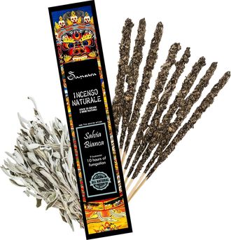 1Samsara Peruanischer Weihrauch in St&auml;bchen Wei&szlig;er Salbei - 100% nat&uuml;rliche K&ouml;rner und Kr&auml;uter - handgefertigt in Peru