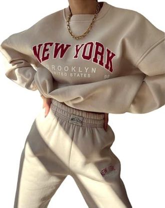 SHEKINI Survetement Femme Ensemble de Survêtement Deux Pièces à Manches Longues et Col Rond Jogging Ensembles Sportswear Pantalon et Haut