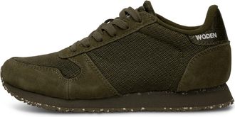 Woden Damen Ydun Suede Mesh II Sneakers Größe 37,962 Dark Olive/Dark Olive
