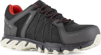 Reebok Wasserdichte, niedrige Sicherheitsschuhe aus schwarzem und rotem Leder mit Trail Grip S3 SRC 47 Aluminiumkappe - Schwarz/Rot