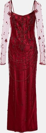 Clio Peppiatt Robe longue Chandelier en tulle &agrave; ornements