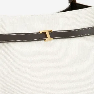 Tod's Womens Medium Canvas And Leather Shopping Bag White Handbags Hand