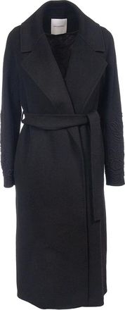 Ermanno Scervino Femme, Manteaux, Noir, Taille: 40 FR Long Double Wool Coat