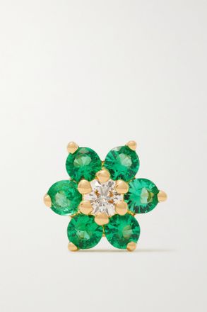 Maria Tash 5,5 Mm Einzelner Ohrstecker Aus 18 Karat Gold Mit Smaragden Und Diamant