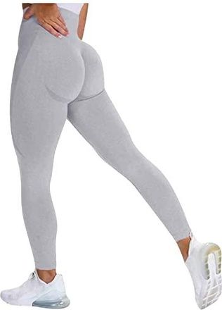 Generic Legging de sport 2026 pour femme, sans couture, taille haute, pour soulever les fesses, pantalon de yoga, gris, XL
